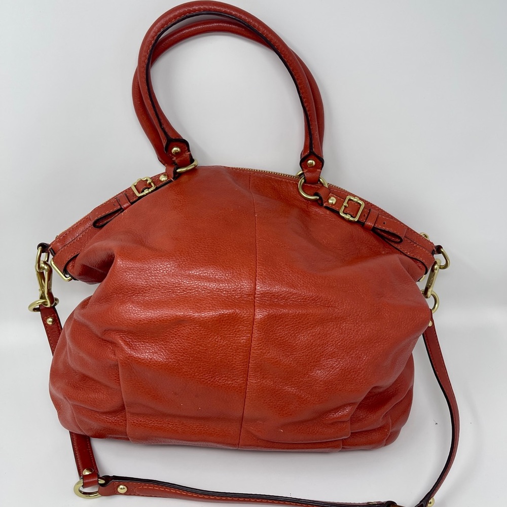 Coach Leather Madison Lindsay Orange Hobo Bag - Gem